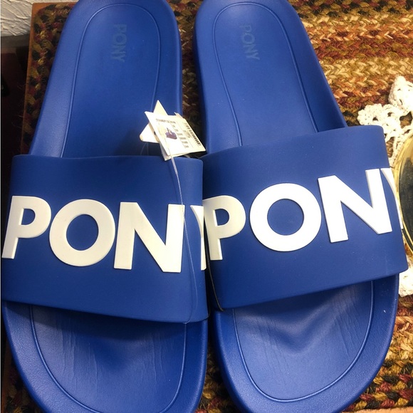 Pony | Shoes | Mens Blue Pony Slides | Poshmark